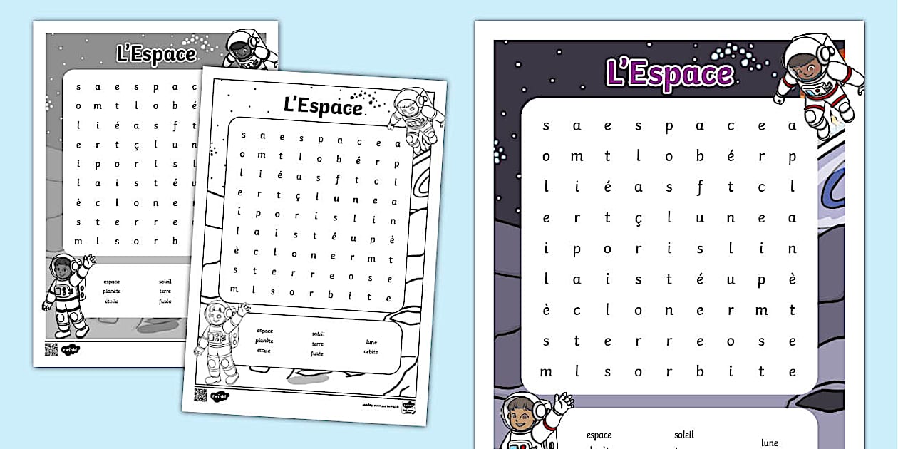 Mots mêlés : L'Espace - Twinkl Français