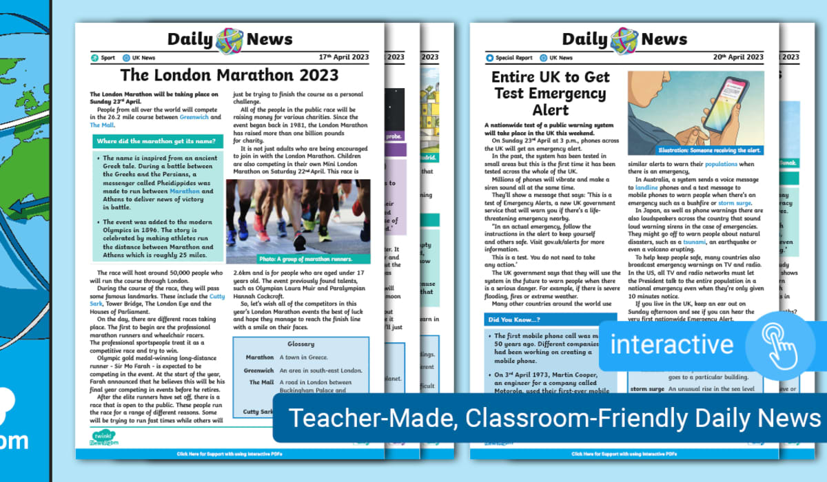 Weekly Comprehension Pack - 21st April 2023 - Twinkl NewsRoom