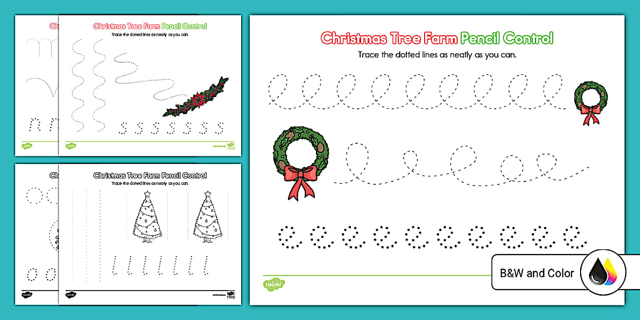 Christmas Tree Tracing Worksheet Sheet | Twinkl USA - Twinkl