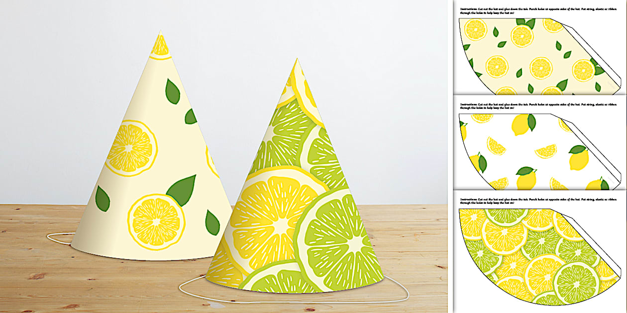 Lemon Party Hat Set | Twinkl Party (teacher made) - Twinkl