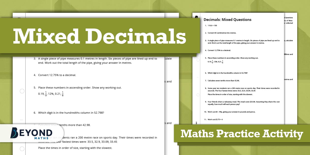 👉 Mixed Decimals Worksheet
