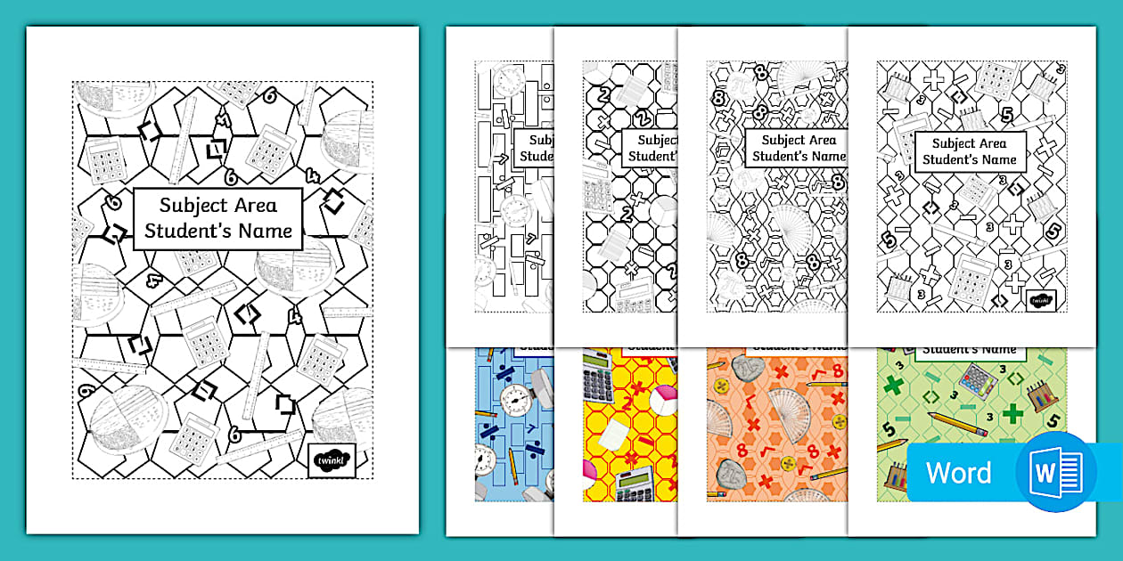 Editable Math Notebook Covers for 6th-8th Grade - Twinkl