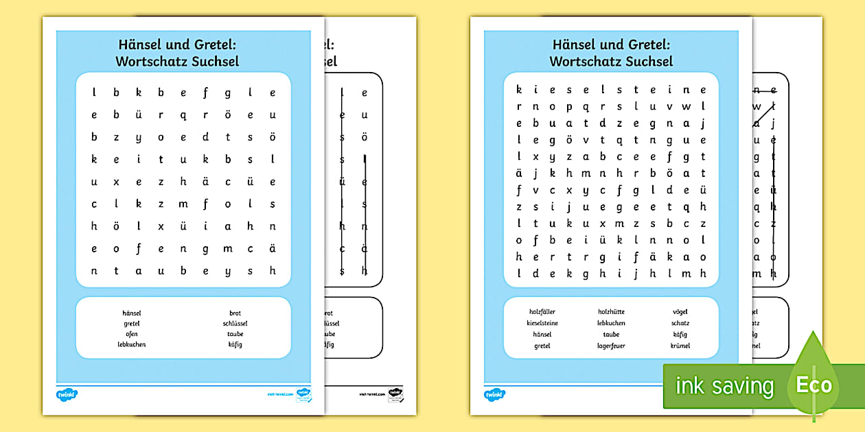 Hänsel und Gretel Wortschatz Suchsel (teacher made)