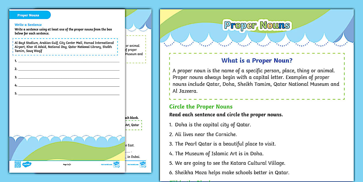 Proper Nouns Activity Sheet (teacher made) - Twinkl