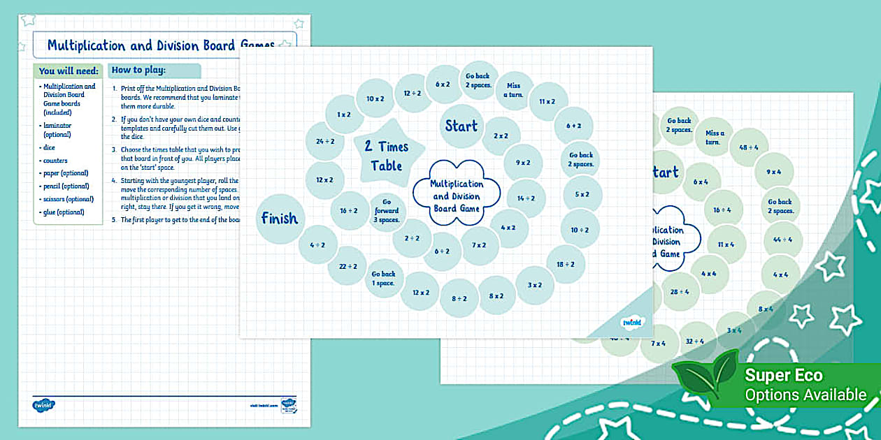 Multiplication and Division Board Games (Ages 5 - 11)