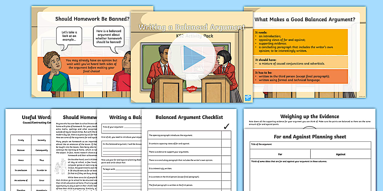Writing a Balanced Argument KS2 Year 6 Lesson Pack - Twinkl