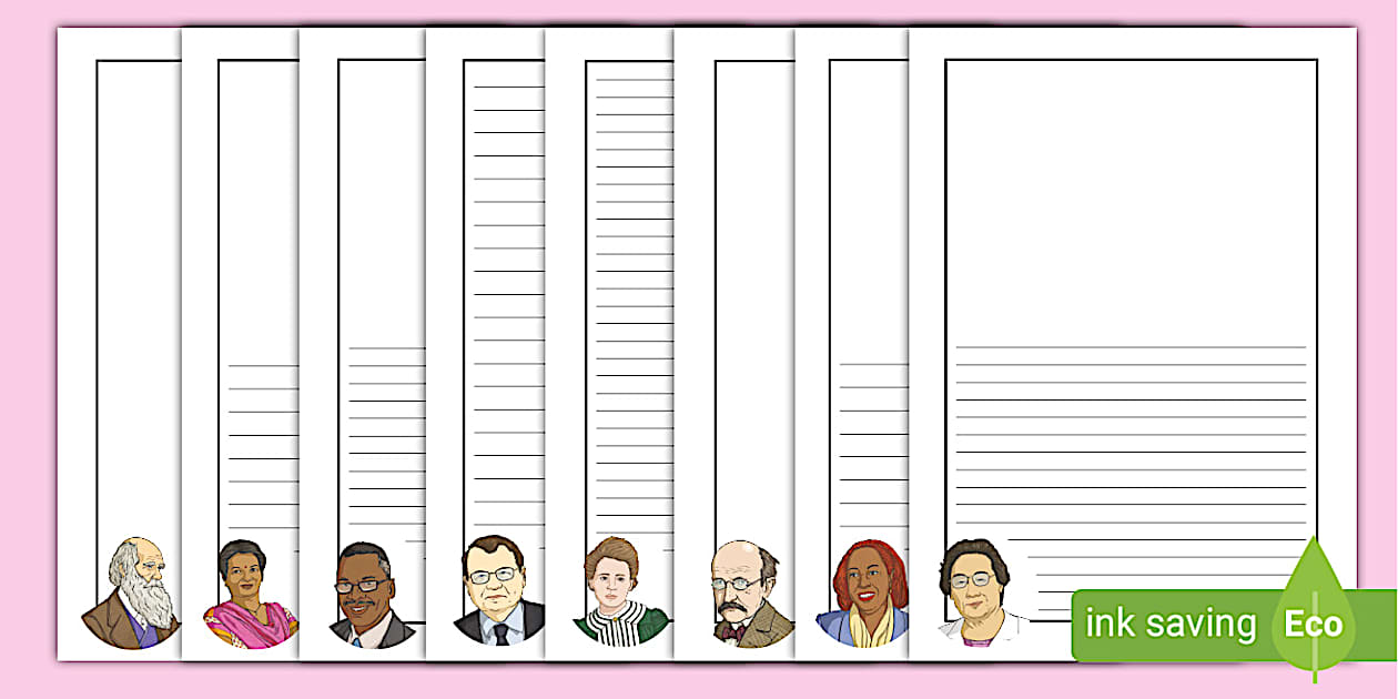 Black and White Famous Scientist Themed Page Borders