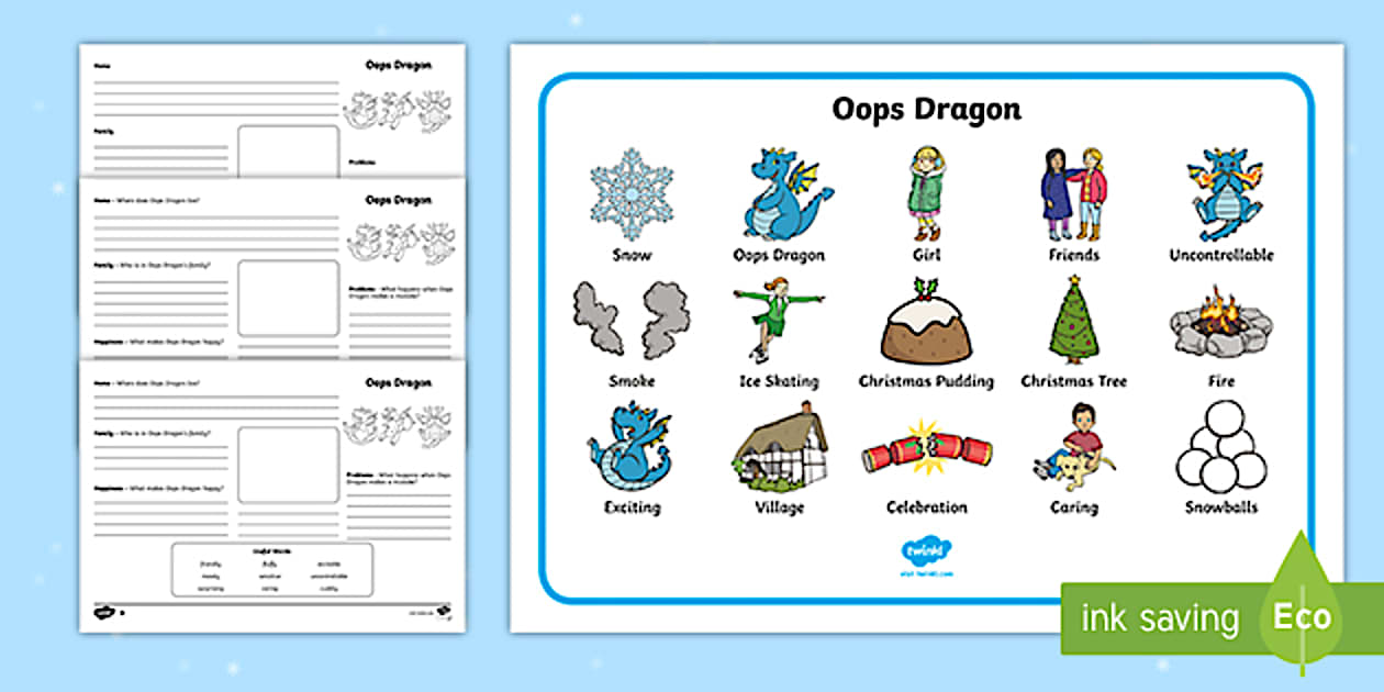 KS1 Oops Dragon Character Description Resource Pack - Twinkl