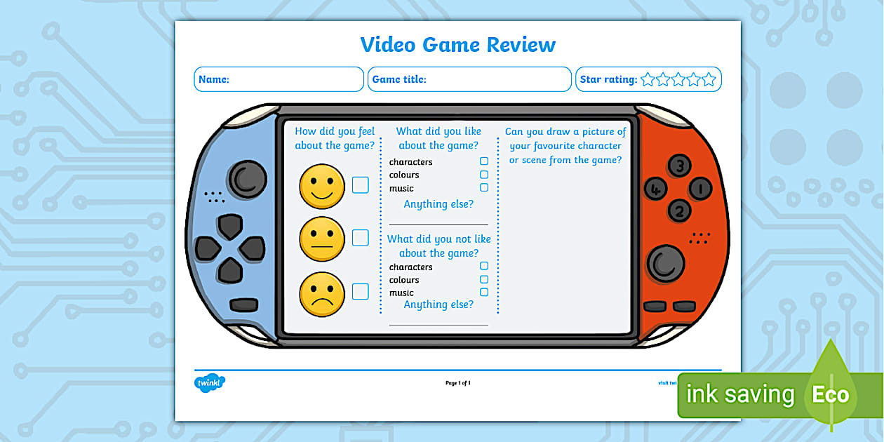 KS1 Video Game Review - Twinkl