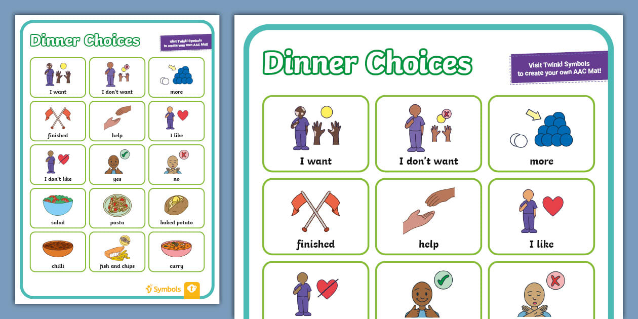 Twinkl Symbols: Dinner Choices AAC Mat - Twinkl