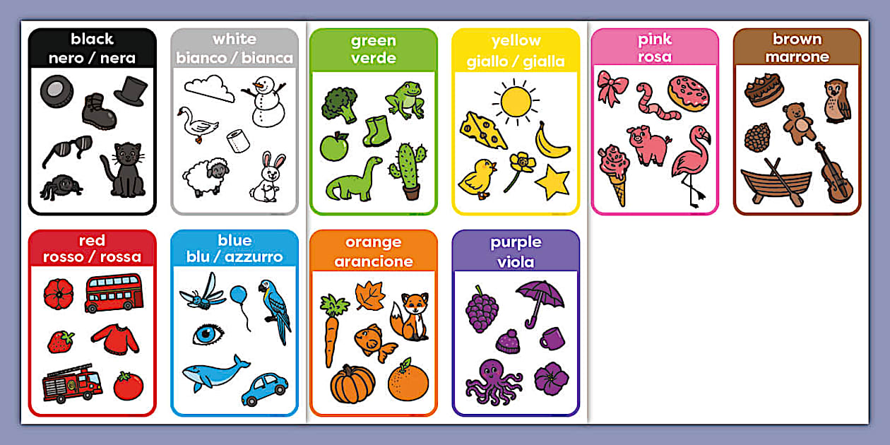 Let's Name the Colours! Bilingual Italian/English Flashcards