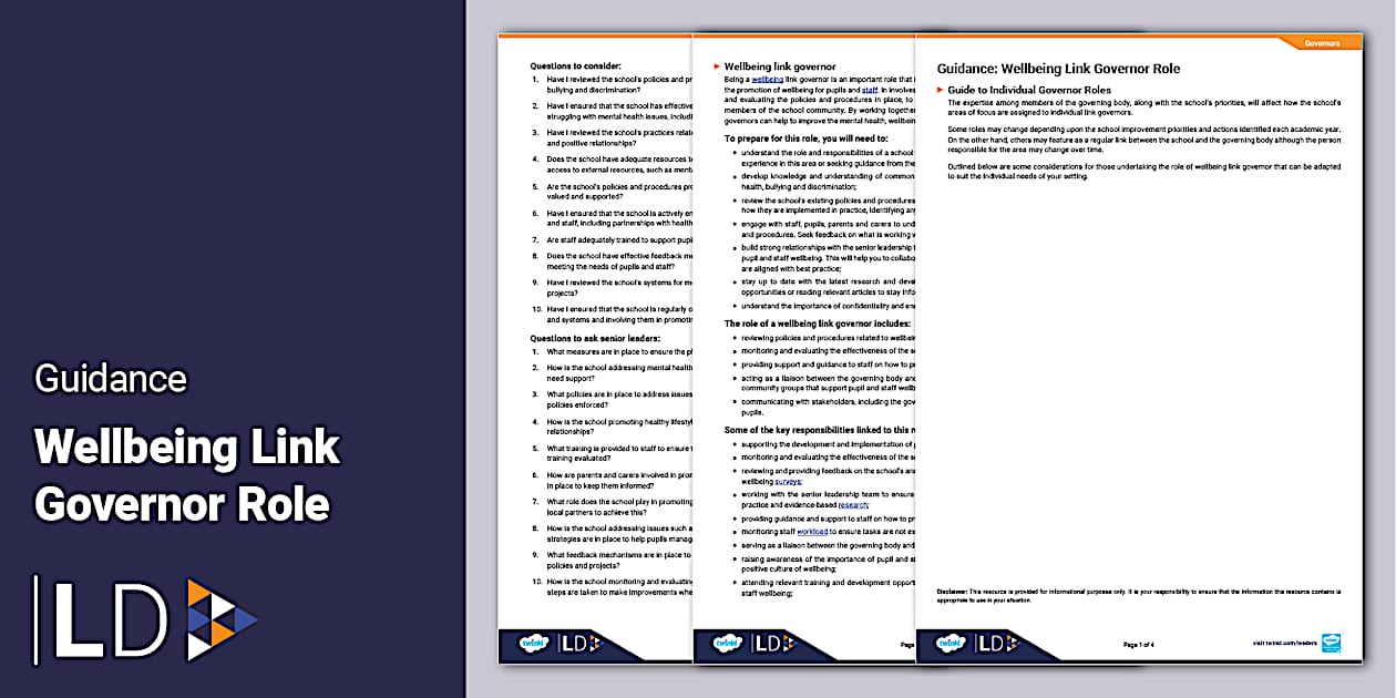 Wellbeing Link Governor Role Guidance - SLT (Teacher-Made)