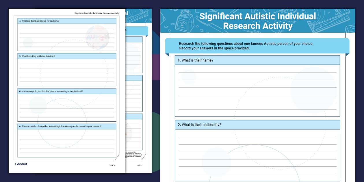 Significant Autistic Individual: Research Activity - Twinkl