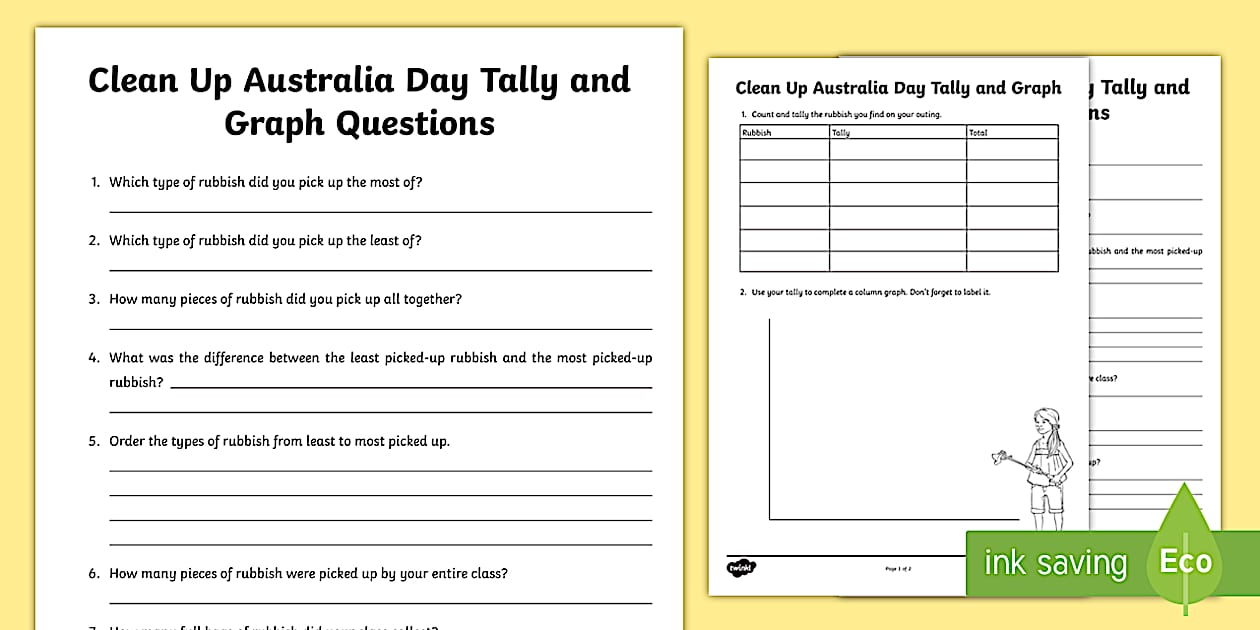 Clean Up Australia Day Year 3-4 Count and Graph Worksheet