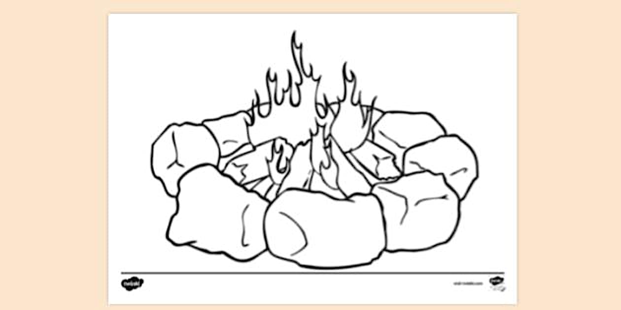 Camp Fire Colouring Sheet (teacher made) - Twinkl