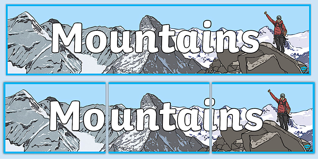 Cursive Mountains Display Banner (teacher made) - Twinkl