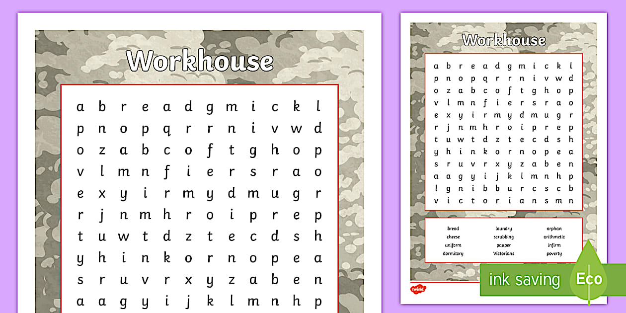 KS2 Workhouses Word Search (teacher made) - Twinkl