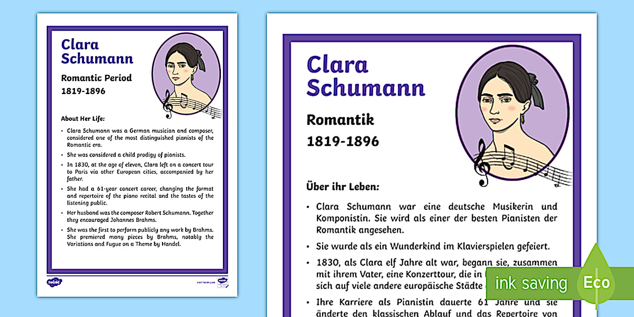 Clara Schumann Composer Fact File English/German - Twinkl