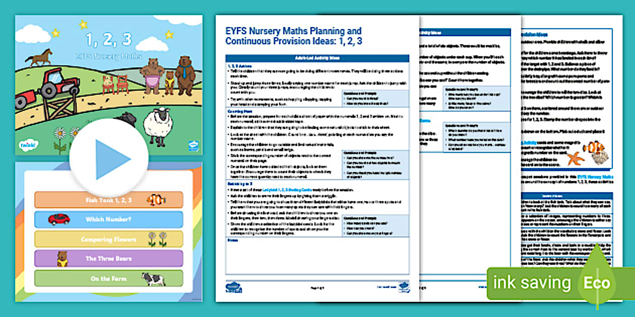 EYFS Nursery Maths Planning and Resource Pack: 1, 2, 3