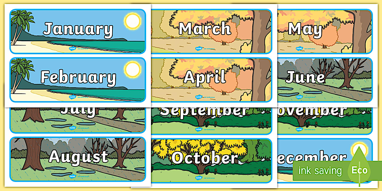 Australian Months of the Year Cards with Pictures - Twinkl