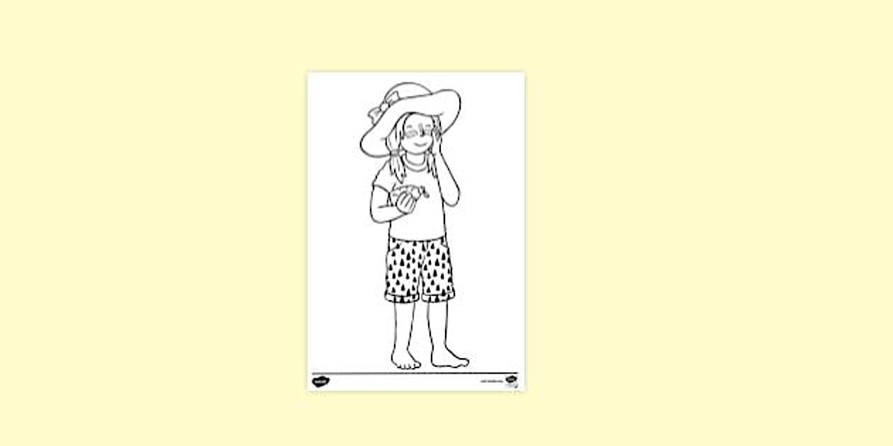 Girl Applying Sun Cream Colouring Sheet | Colouring Sheets