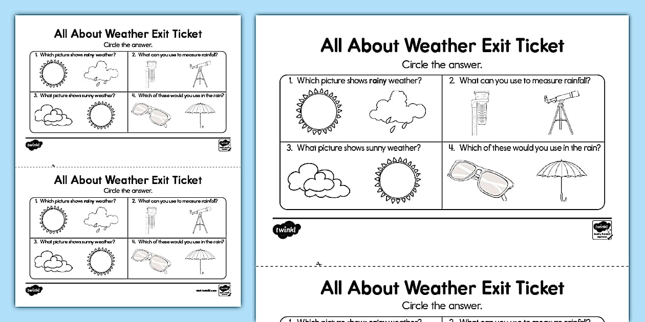 All About Weather Exit Ticket for PK-K