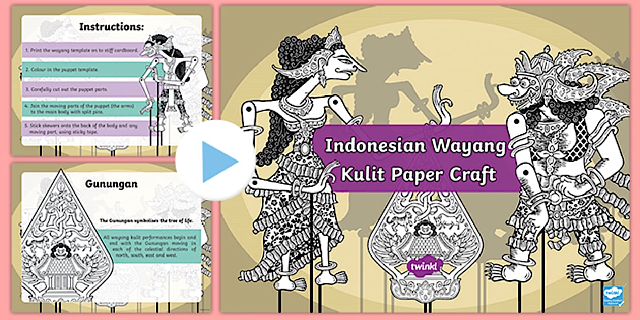 Indonesian Wayang Kulit Paper Craft PowerPoint - Twinkl