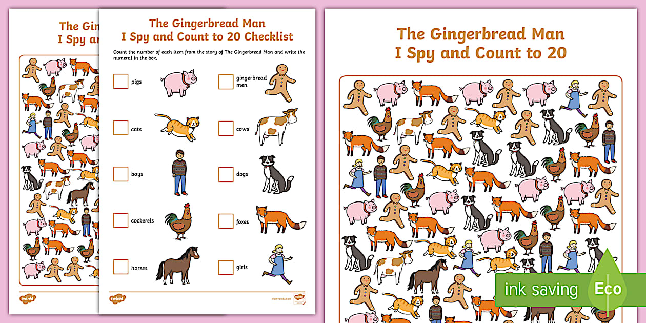 Gingerbread Man Counting to 10- I Spy Sheet (profesor hizo)