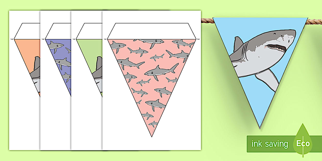Shark Display Bunting (teacher made) - Twinkl