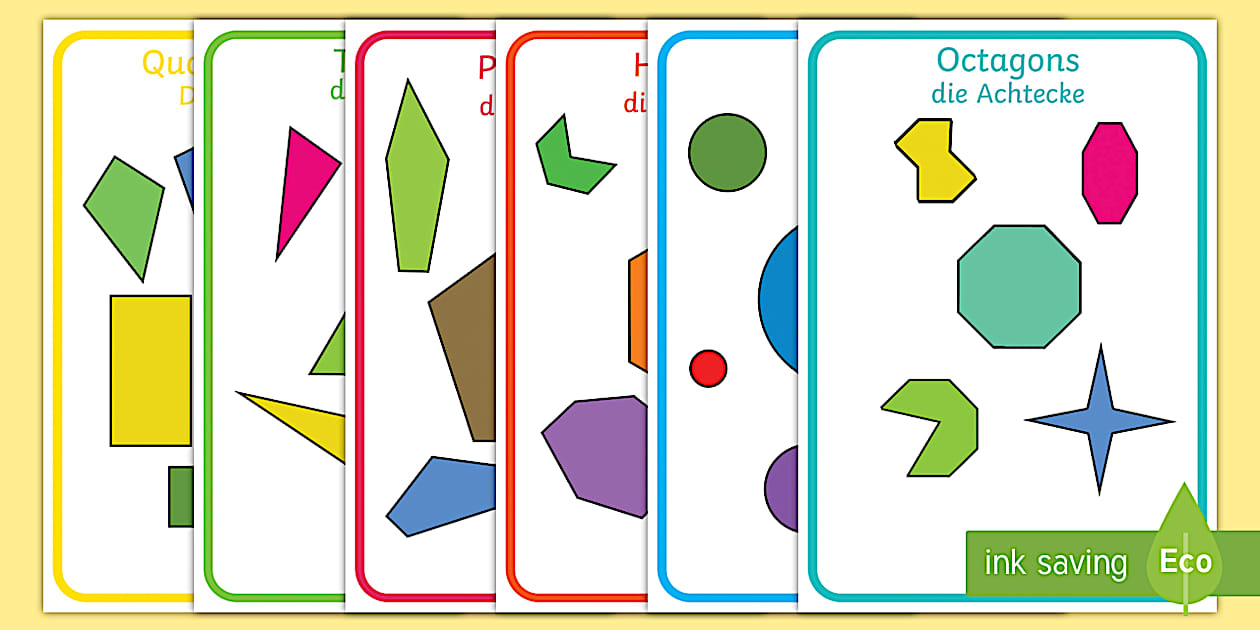 Regular and Irregular 2D Shapes Display Posters English/German - EAL ...