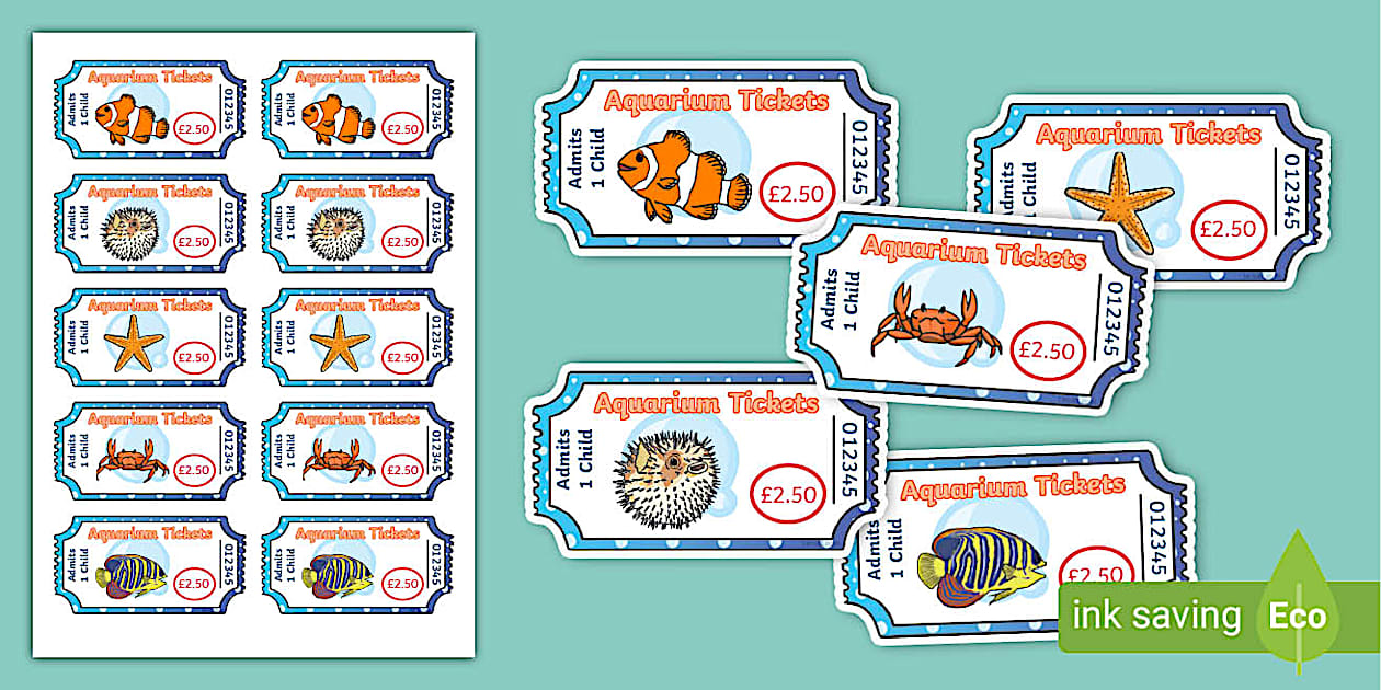 The Aquarium Role Play Tickets (teacher made) - Twinkl