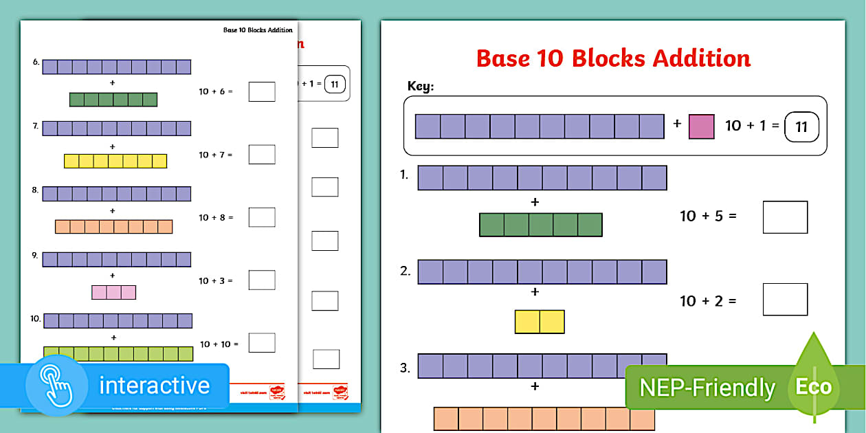 Base 10 Blocks Addition Interactive Pdf (teacher made)