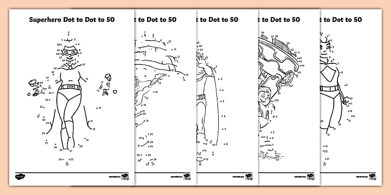 👉 Superhero Dot to Dot up to 50 - Twinkl - KS1 - Twinkl