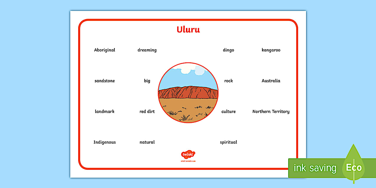 Uluru Word Mat (teacher made) - Twinkl