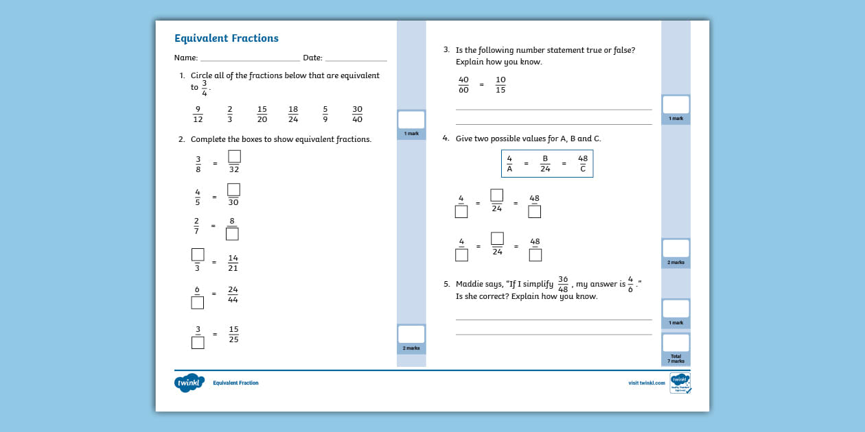 👉 Equivalent Fractions SATs Questions | Twinkl | Year 6