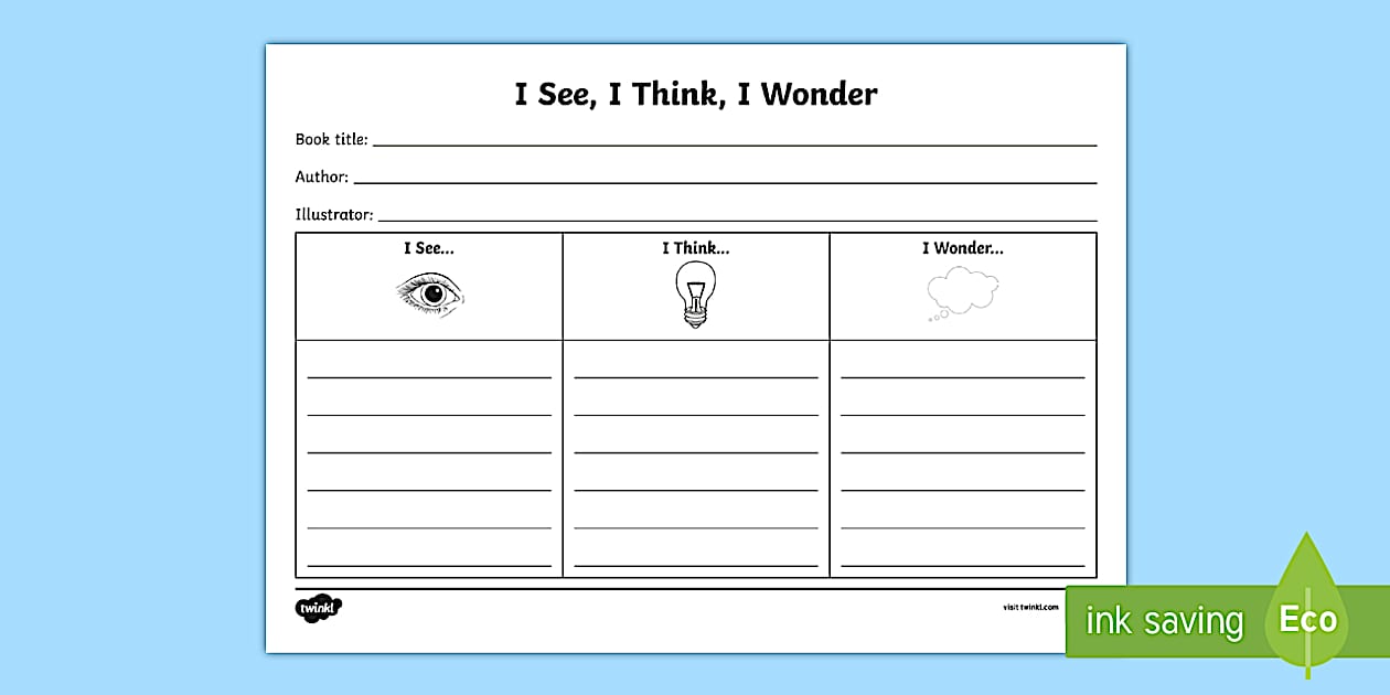 Editable I See, I Think, I Wonder Worksheet - Twinkl