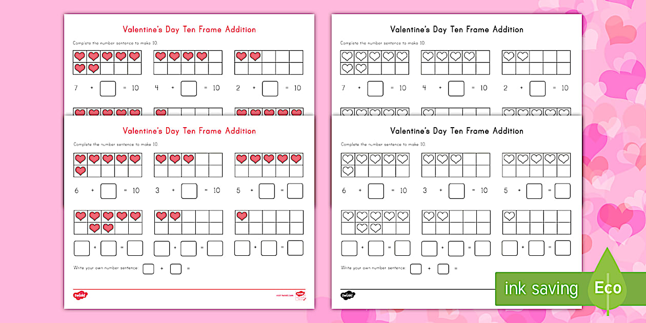 Valentine’s Day Making 10 Worksheet for Kids | Twinkl USA