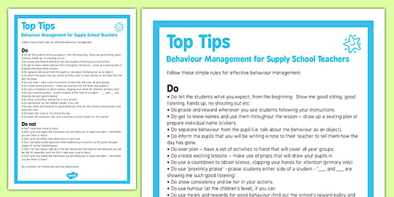 Tips on Behaviour Management for Supply Teachers | Twinkl