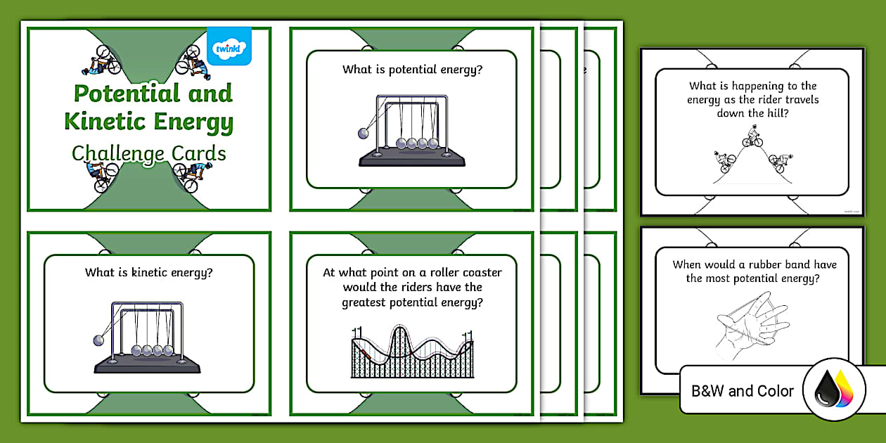 Potential and Kinetic Energy Challenge Cards (teacher made)
