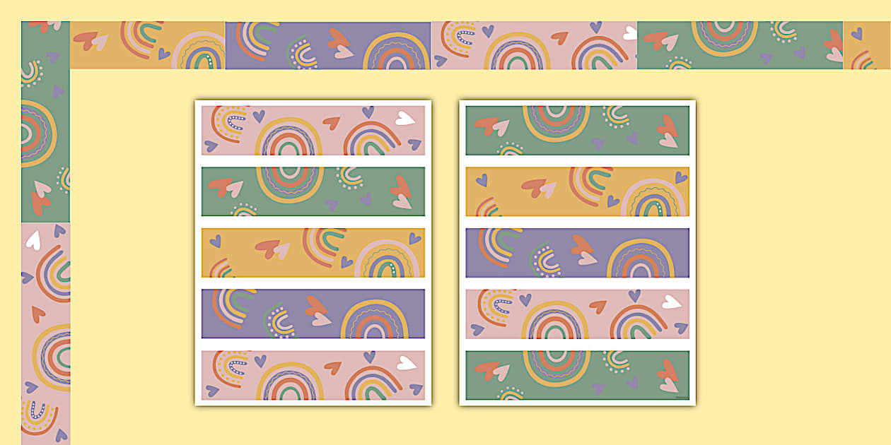 Muted Rainbows Theme Bulletin Board Borders (teacher made)