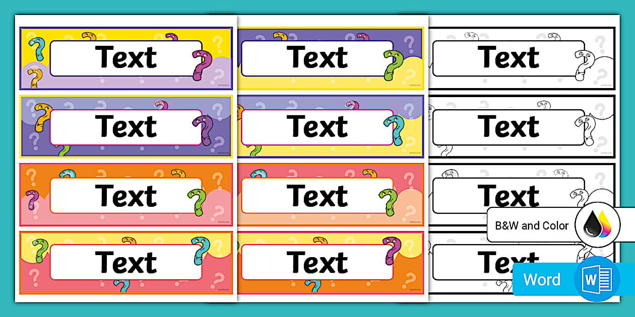 Editable Question Mark Labels (teacher made) - Twinkl