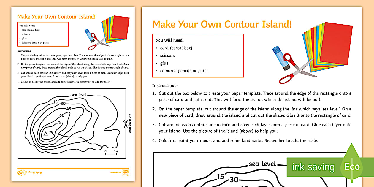 Make Your Own Contour Island Worksheet - Twinkl