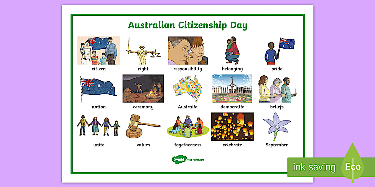 QLD Australian Citizenship Day Word Mat (teacher made)