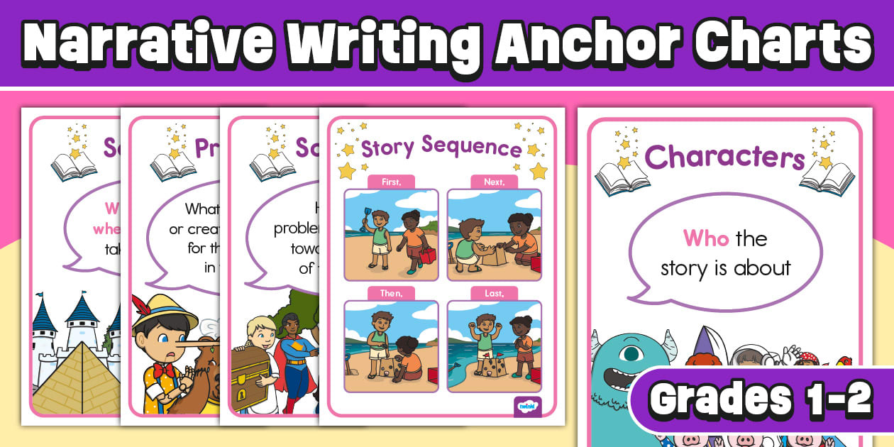 Narrative Writing Anchor Charts for 1st and 2nd Grade
