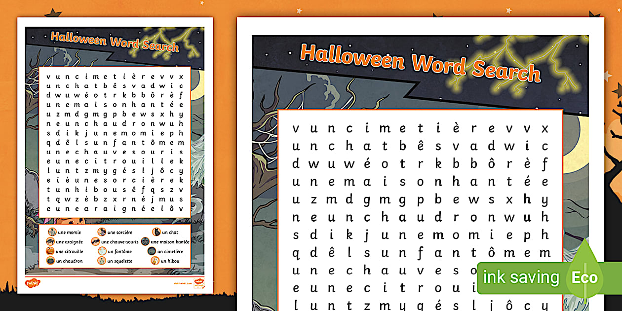 👉 French Halloween Word Search - French - Activities
