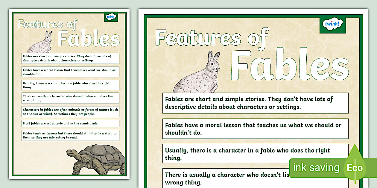 Features of a Fable Display Poster - Writing Aids - English