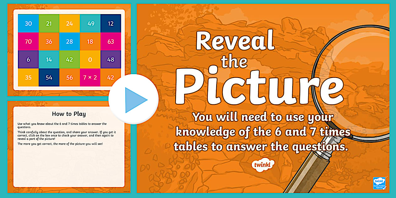 Multiplication (6 and 7 Times Tables) Reveal the Picture Plenary Activity