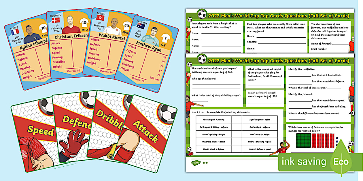 👉 KS2 Men's World Cup 2022 Top Card Maths Questions