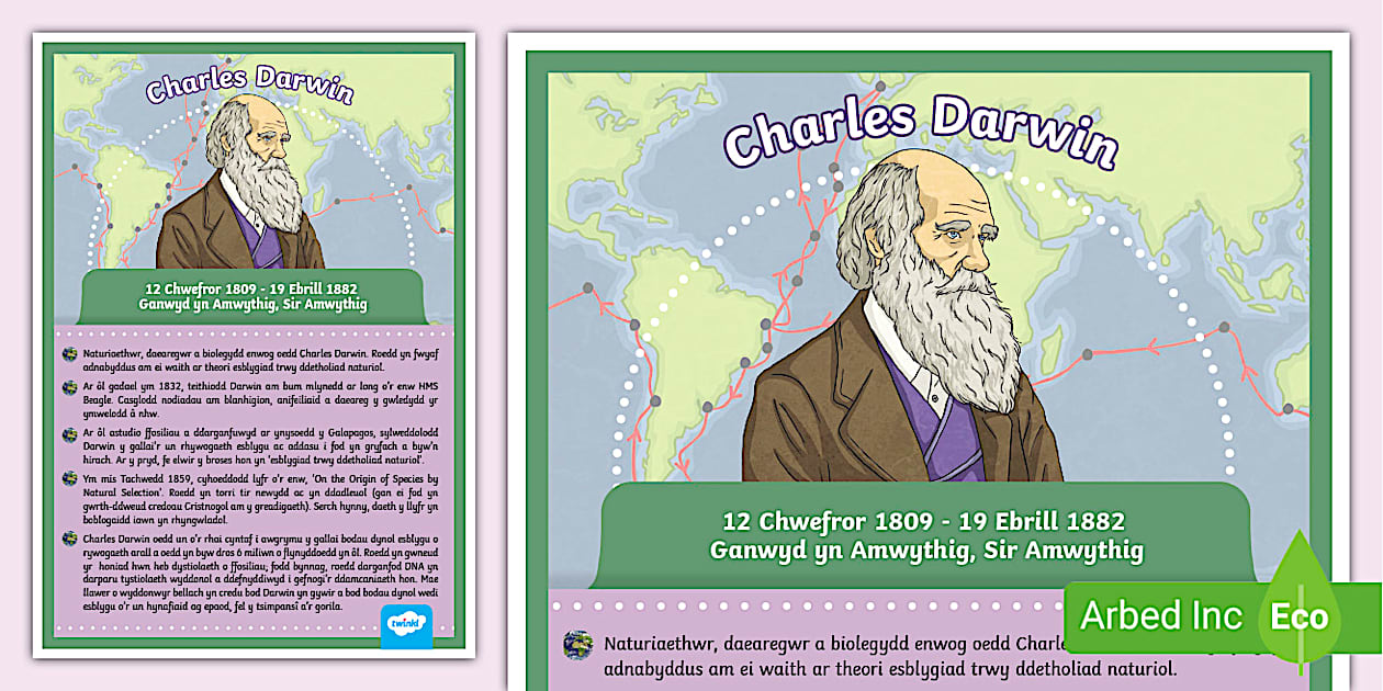 Charles Darwin: Poster Gwybodaeth (Teacher-Made) - Twinkl