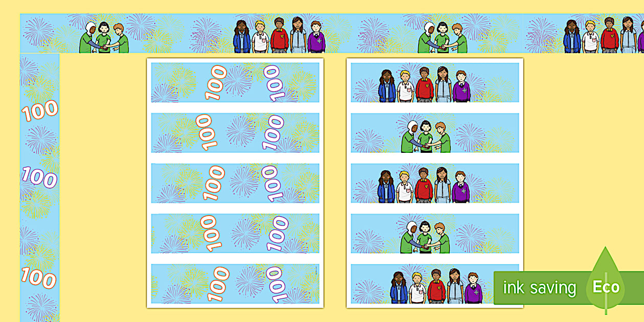 100 Days of School Display Borders (teacher made) - Twinkl